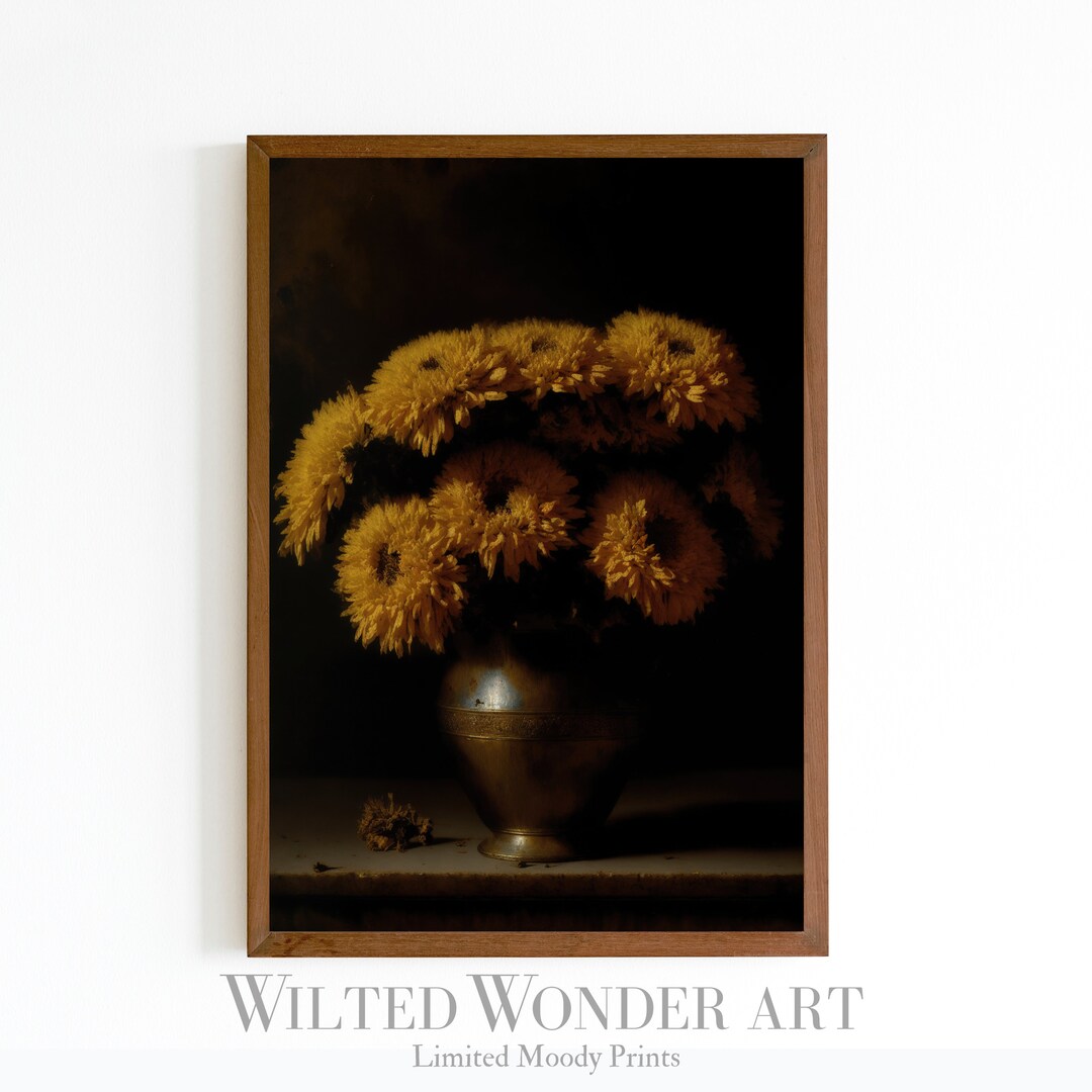 Dark Academia Sunflowers Printable, Gothic Painting Download, Antique ...