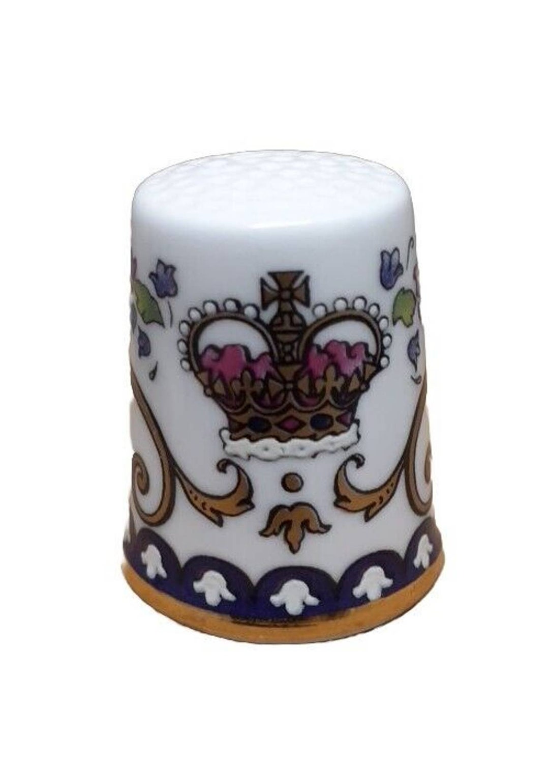 Vintage 1985 Thimble: Dutch Crown Floral Theme, Fine Bone English China ...