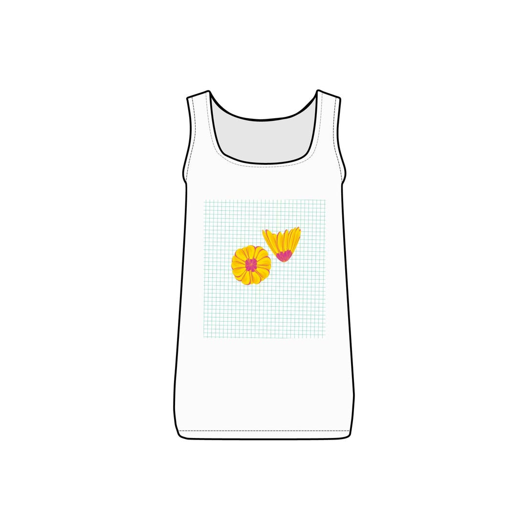 Women's Micro Ribbed Tank Grid Flower - Etsy