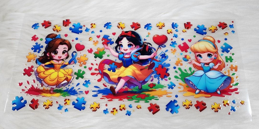 Princess Autism Inspired UV DTF 16oz Cup Wrap Ready to Apply - Etsy