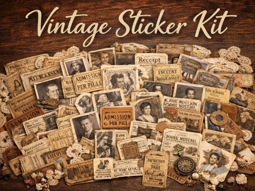 Vintage Ephemera Sticker Pack: Journal Supplies, Scrapbook Kit - Etsy