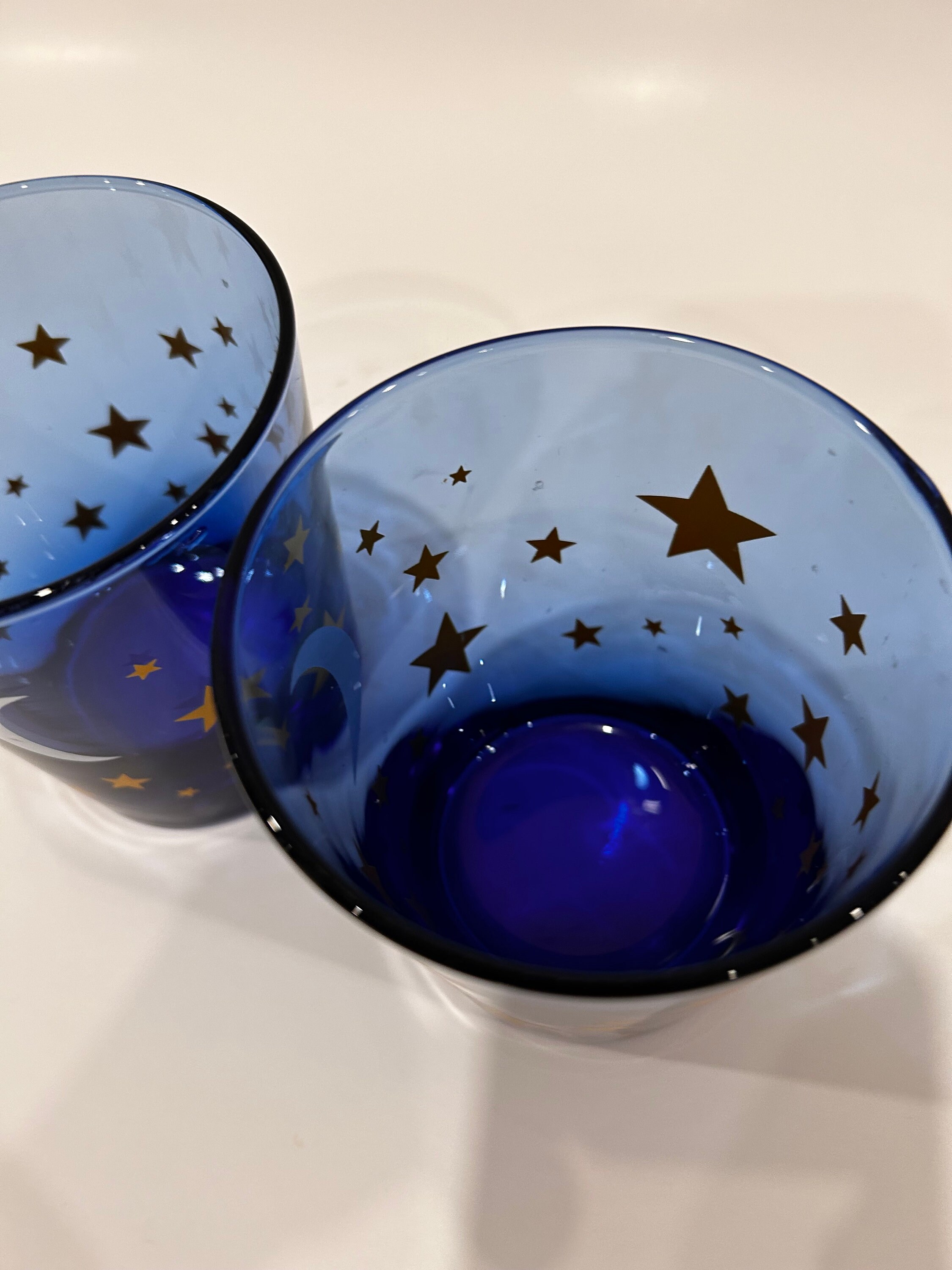 Vintage Cobalt Blue Tumblers Star and Moon - Etsy
