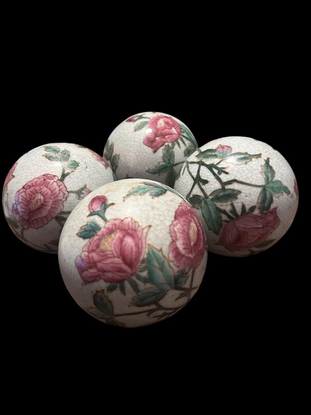 Vintage Ceramic Pink Peony Balls - Etsy
