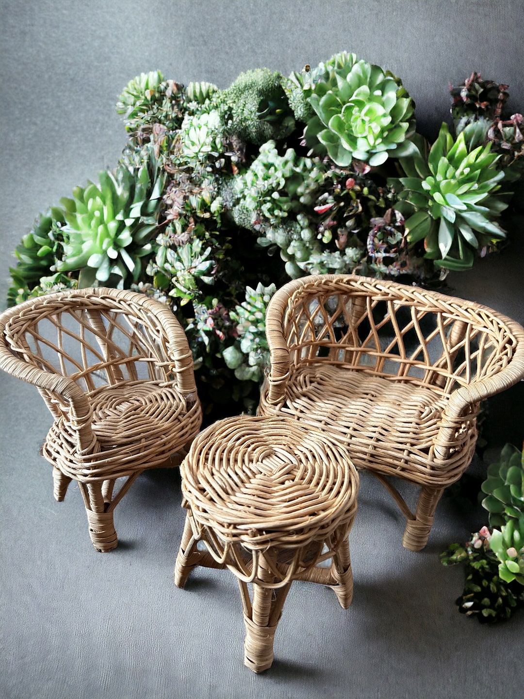 Vintage Wicker Three Piece Doll Furniture - Etsy