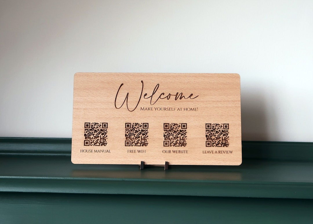 Custom QR Code Sign, Multiple Personalised Link, Wood Wifi Sign for ...