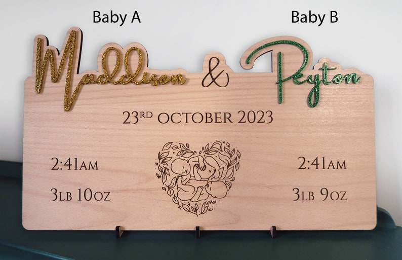Custom TWINS Name Sign, Newborn Boy Girl Twins, Gift for Twins Mum ...