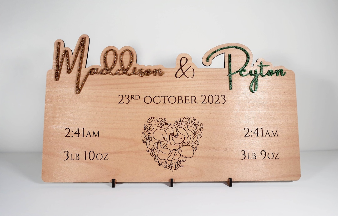Custom TWINS Name Sign, Newborn Boy Girl Twins, Gift for Twins Mum ...