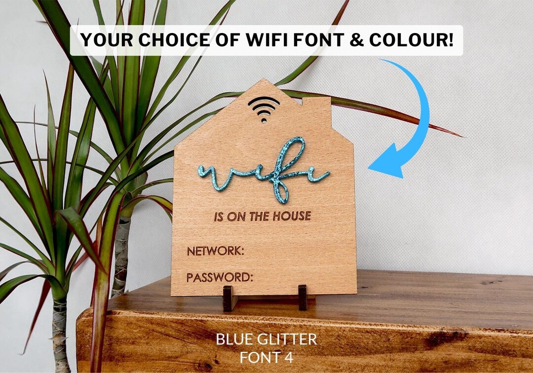 Personalised Acrylic Wifi Sign, Connect for Wifi, Engraved Wood Gift ...