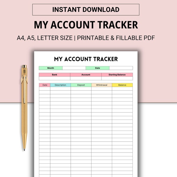 Bank Balance Printable - Etsy