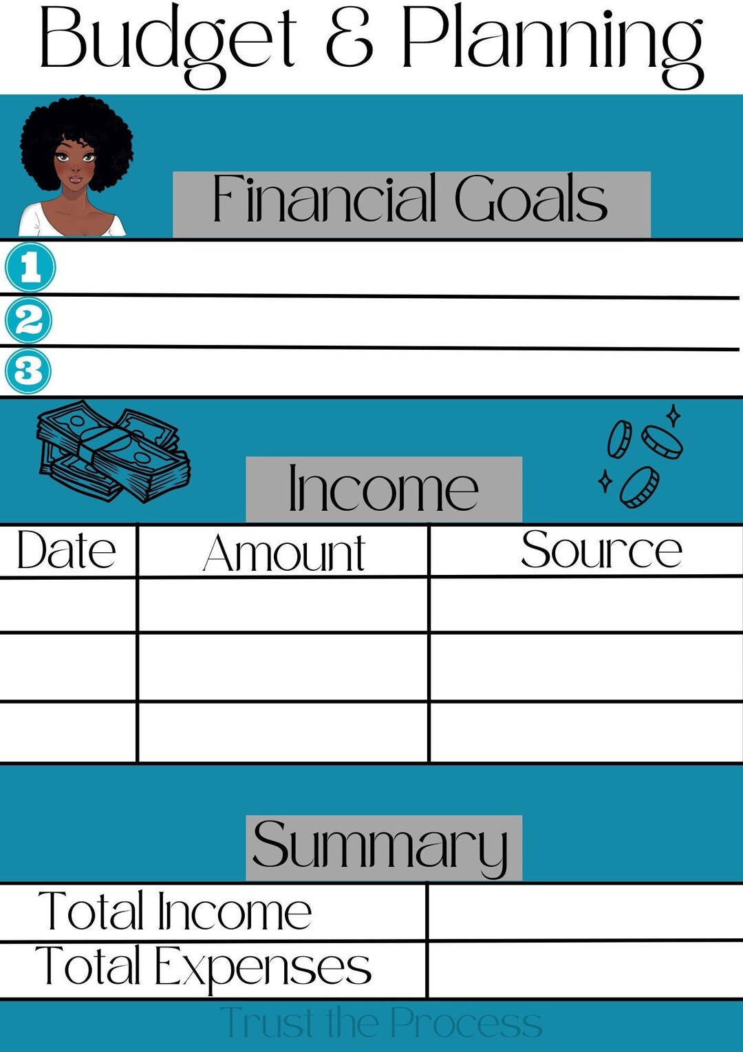 Blue Budget Planner Template - Etsy