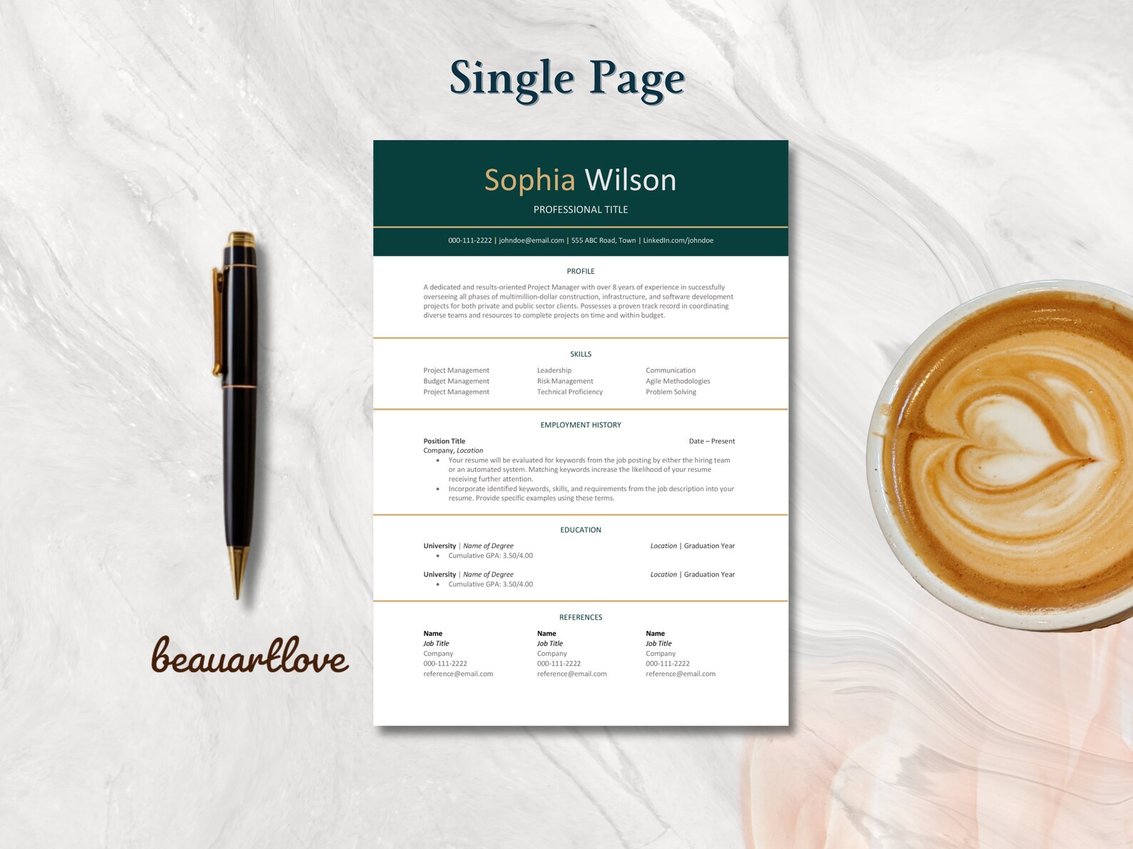 Modern Minimalist Resume Template | Digital CV Template - Etsy