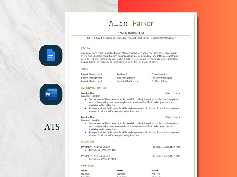 ATS Friendly Resume Template - Etsy