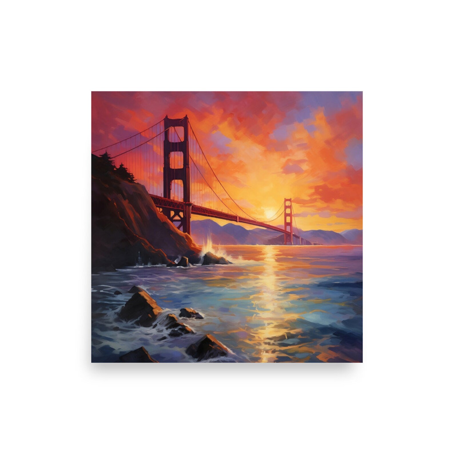 Golden Gate Bridge Oil Painting Poster Wall Decor, San Francisco Art - Etsy
