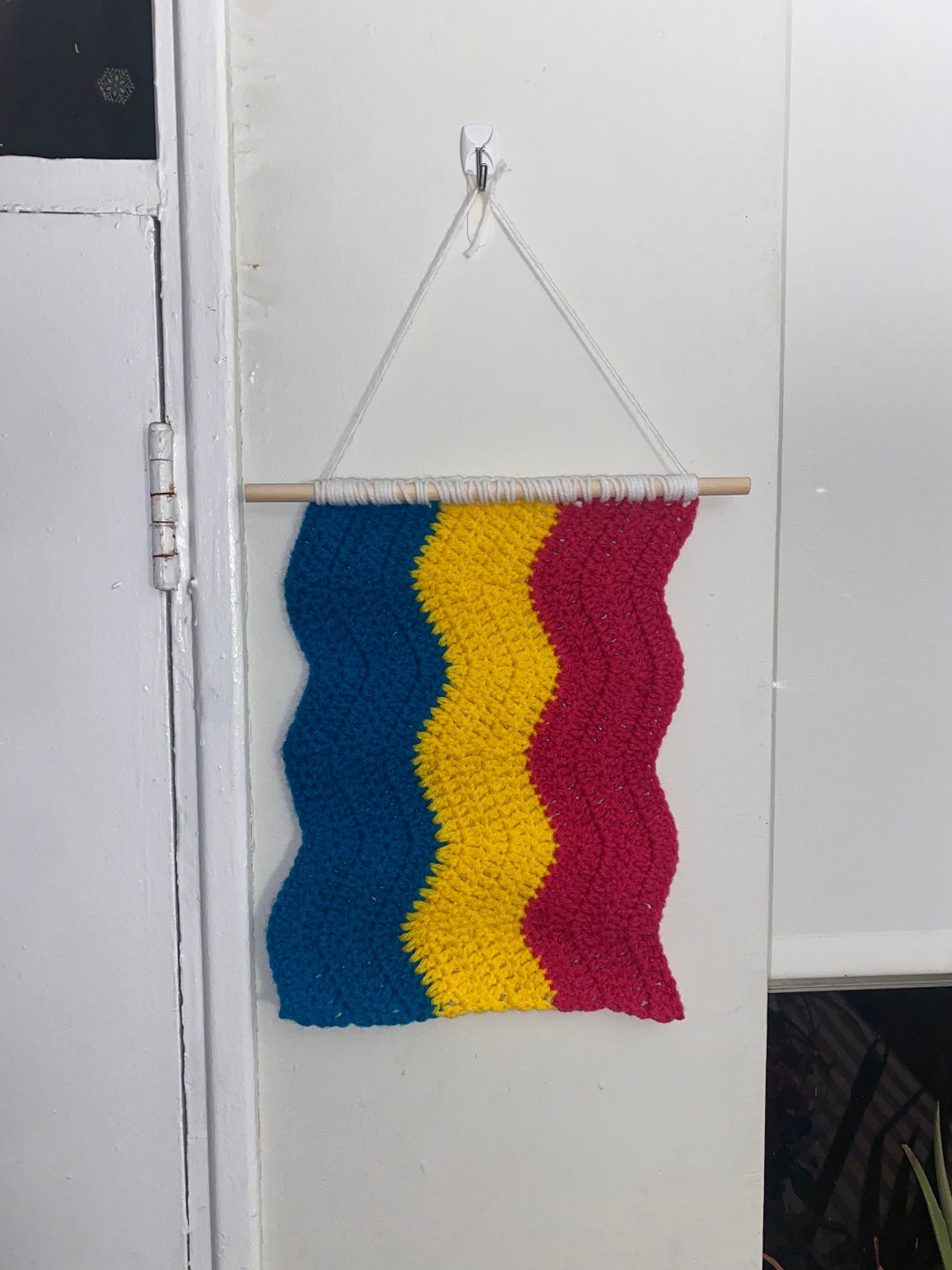 Pansexual Pride Flag Handmade Wall Hanging Crochet Lgbt Wall Art - Etsy