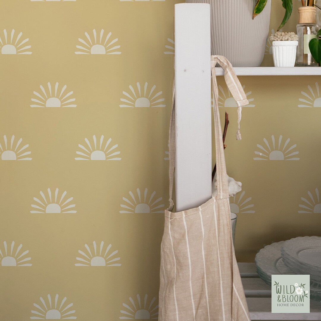 Medium Scale Yellow Sun Wallpaper Modern Minimal Wallpaper - Etsy
