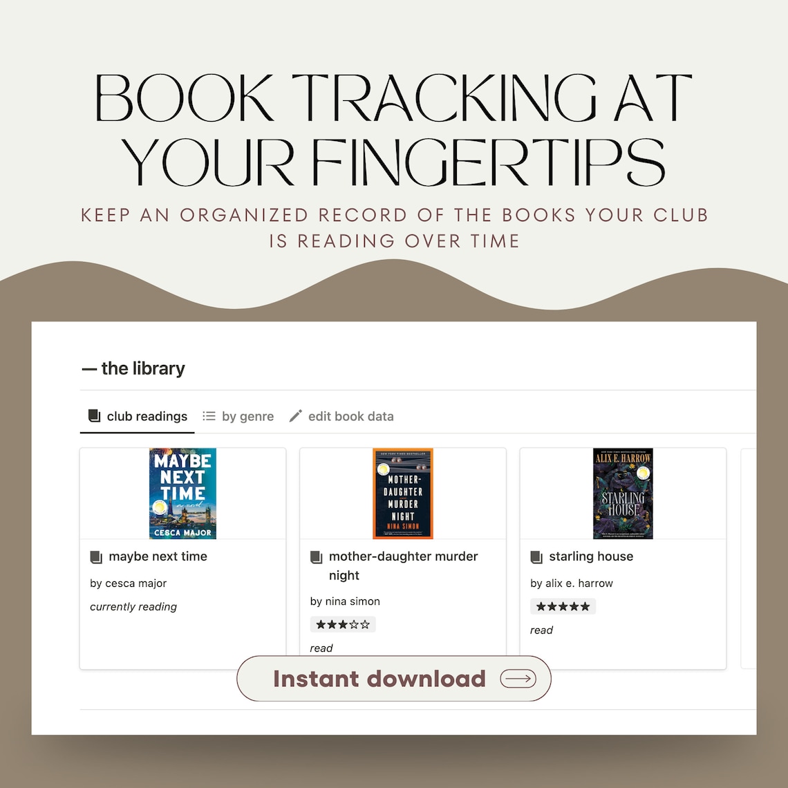 Book Club Notion Template Aesthetic Digital Book Club Planner Reading ...