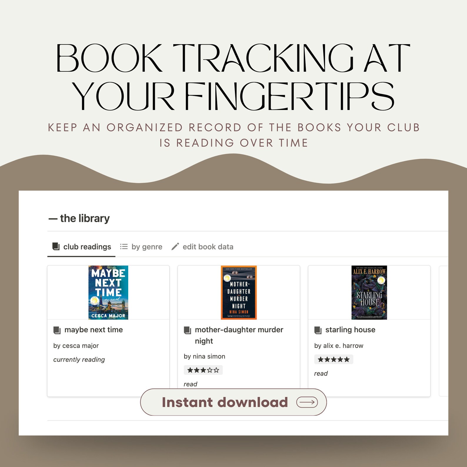 Book Club Notion Template Aesthetic Digital Book Club Planner Reading ...