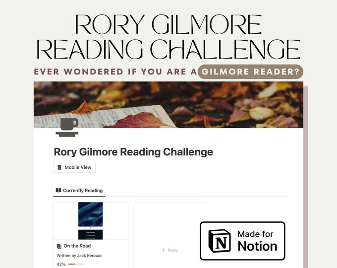 Rory Gilmore Reading Challenge Notion Template Reading Journal Gilmore ...