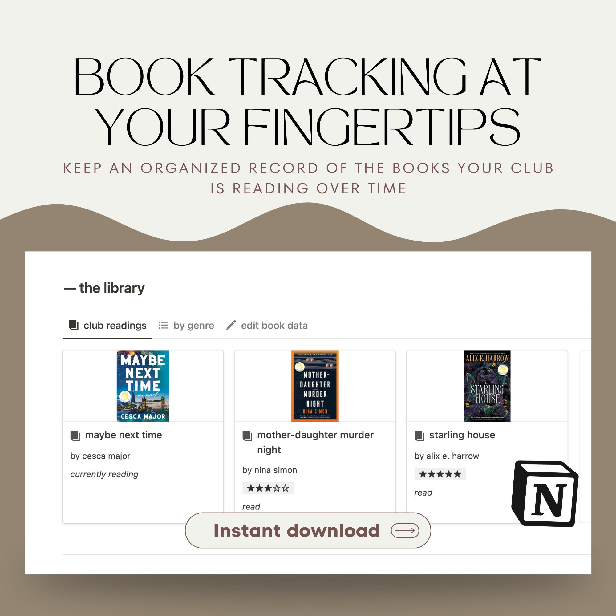 Book Club Notion Template Aesthetic Digital Book Club Planner Reading ...
