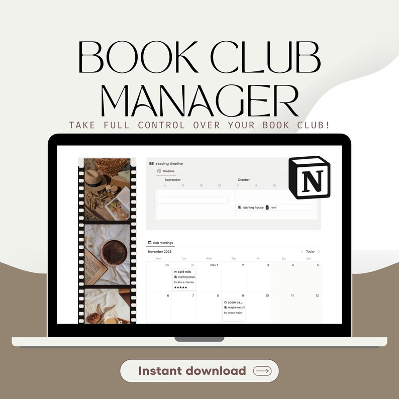 Book Club Notion Template Aesthetic Digital Book Club Planner Reading ...