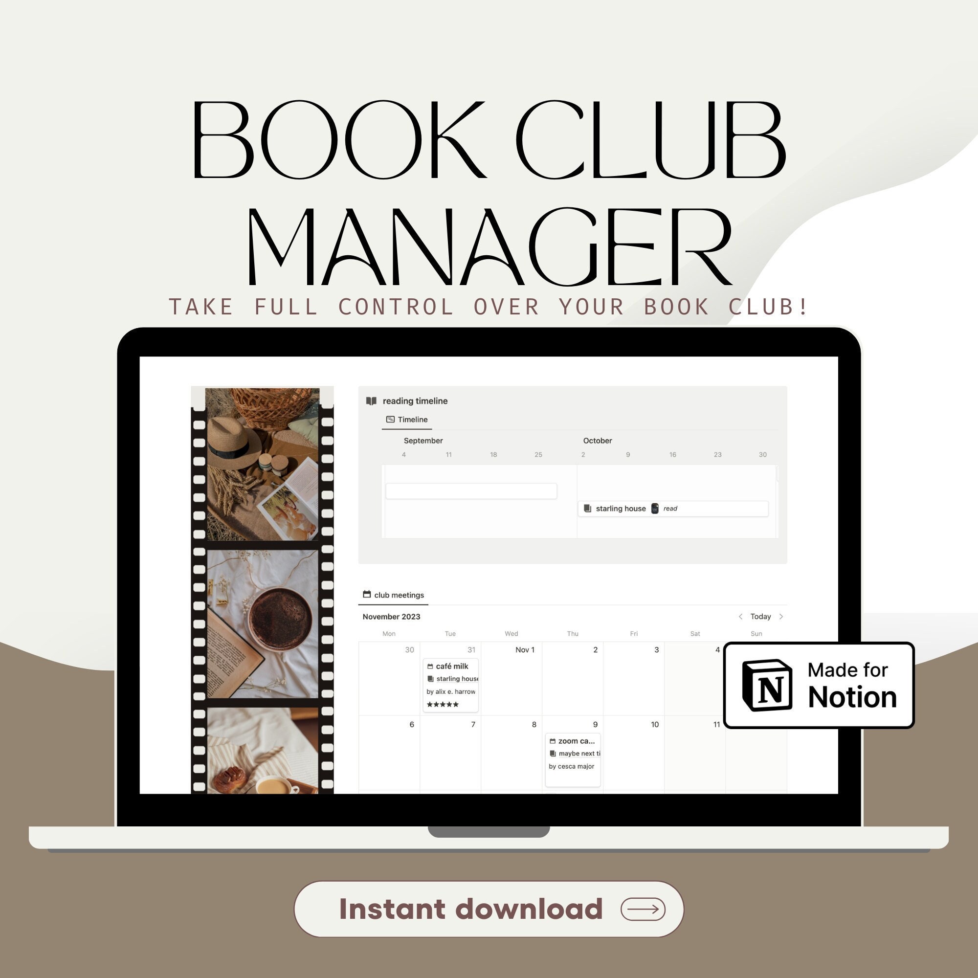 Book Club Notion Template Aesthetic Digital Book Club Planner Reading ...