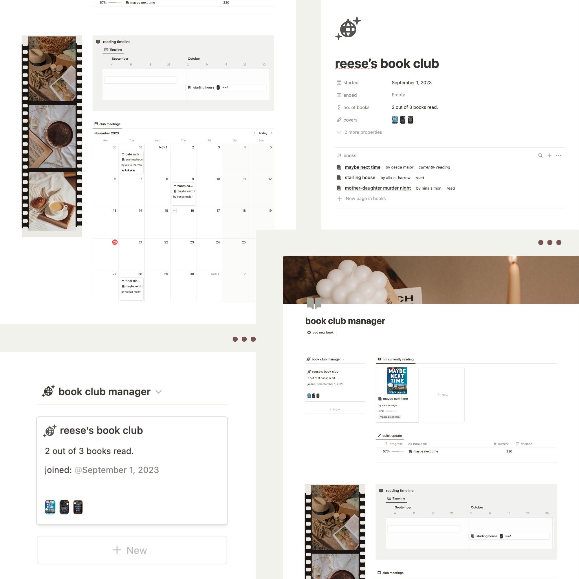 Book Club Notion Template Aesthetic Digital Book Club Planner Reading ...