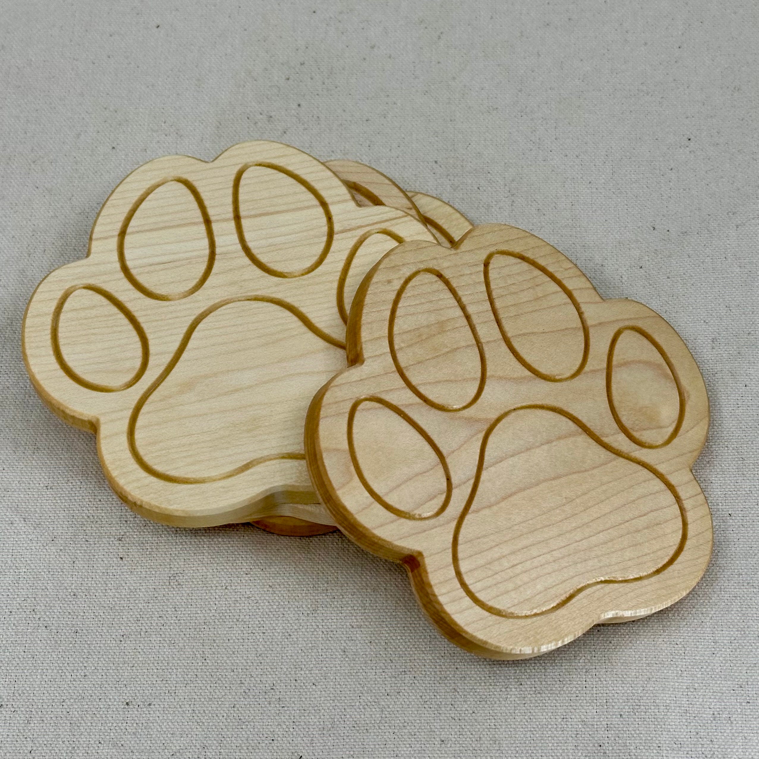Personalizable Wooden Dog Paw Print Coasters - Etsy