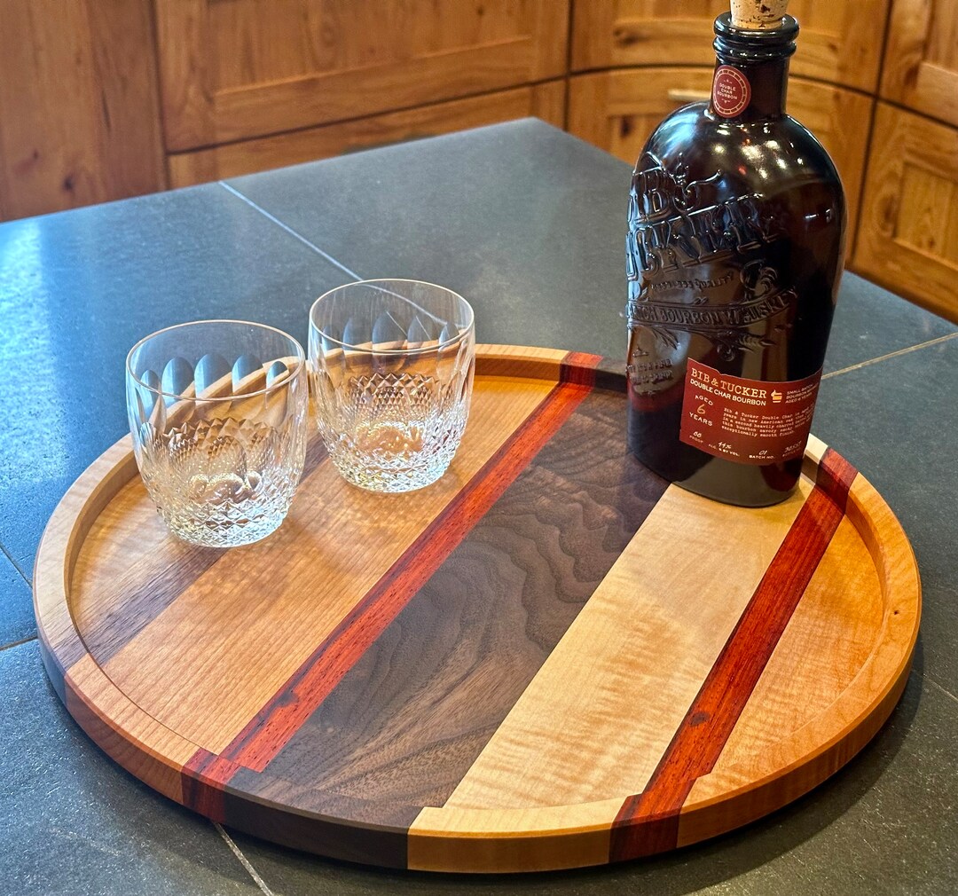 Large Round Wood Tray / Circle Coffee Table / Ottoman Tray ...