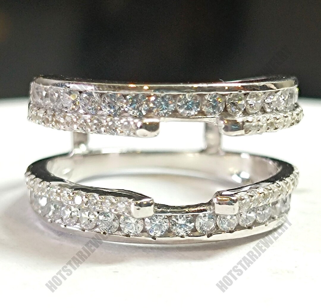 Enhancer Rings, 14K White Gold Plated 925 Silver Enhancer Ring 2.5ct ...