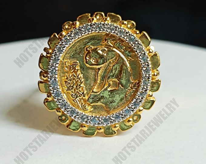22K and 14K Gold Turkish Coin Ring, Gold Signet Ring, Statement Gold ...