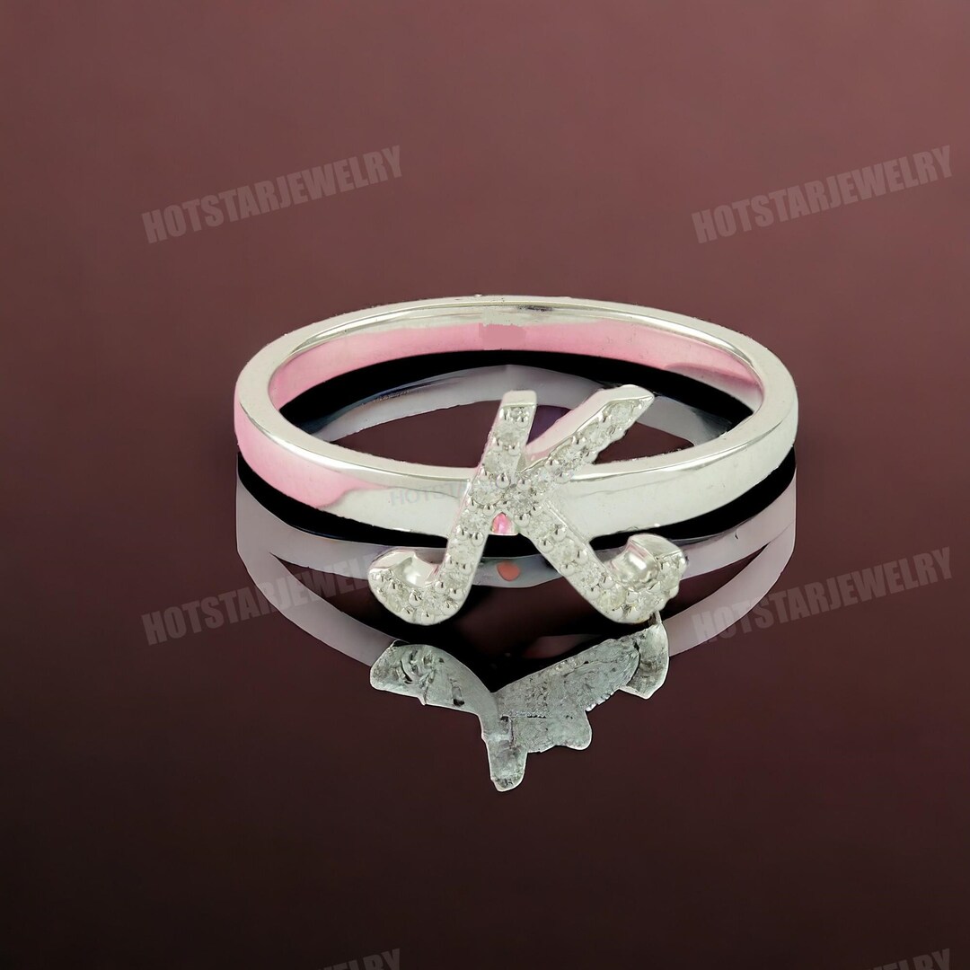 925 Sterling Silver Custom Letter "k" Wedding Ring, Personalized ...