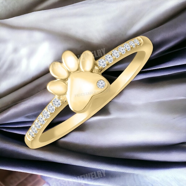 Paw Print Ring Diamond - Etsy