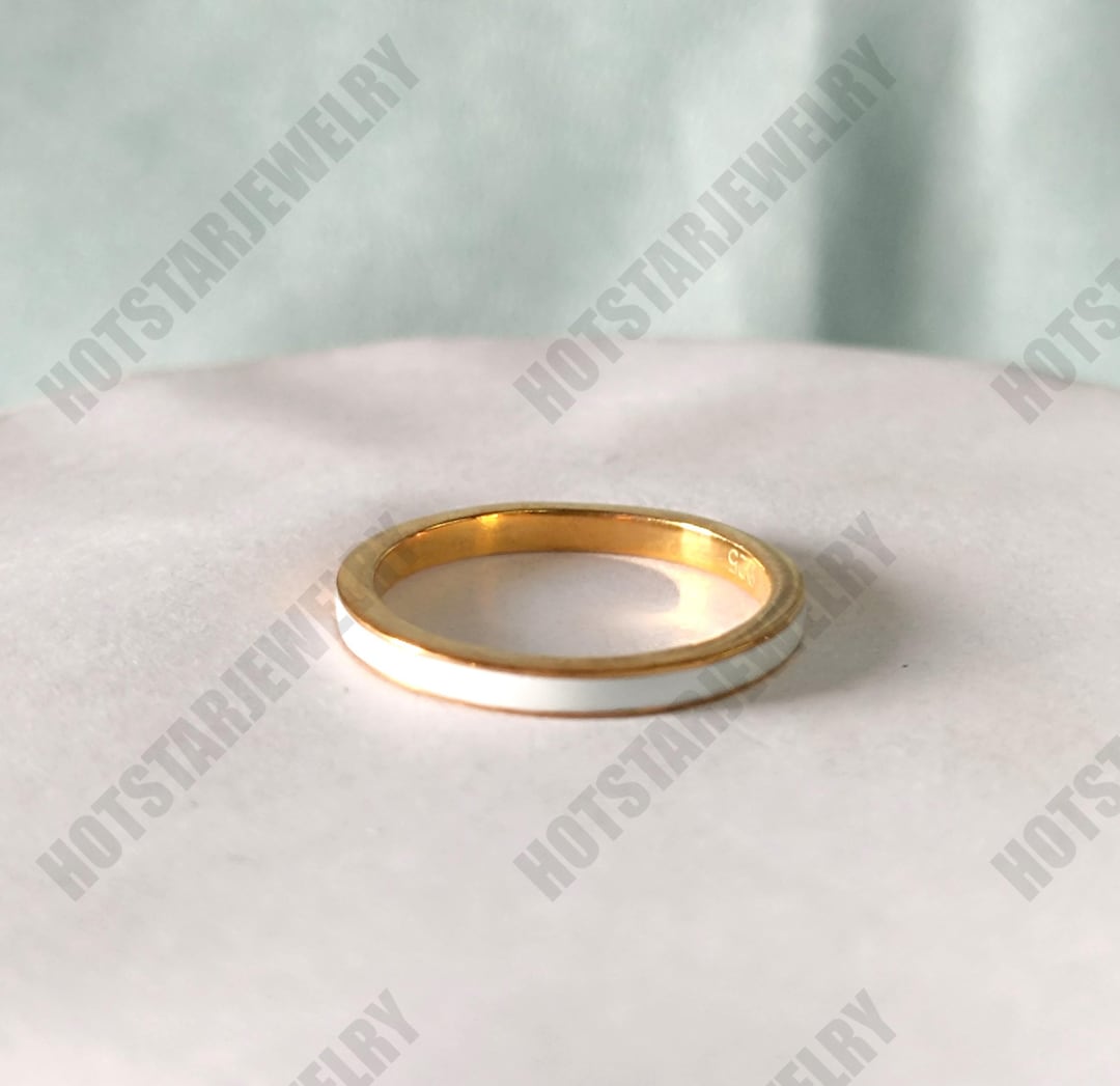 White Enamel Band Ring Ceramic Band Ring Stacking Band Ring Simple ...