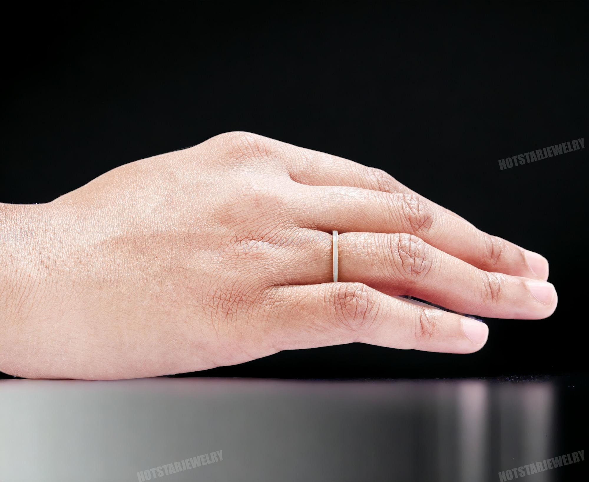 White Enamel Band Ring Ceramic Band Ring Stacking Band Ring Simple ...