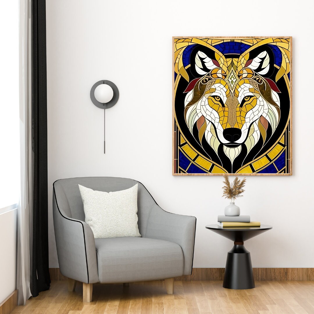Mosaic Wolf in Art Nouveau Style 2 - Etsy