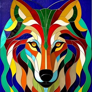 Mosaic Wolf in Art Nouveau Style - Etsy