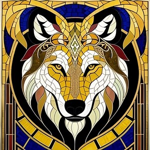 Mosaic Wolf in Art Nouveau Style 2 - Etsy