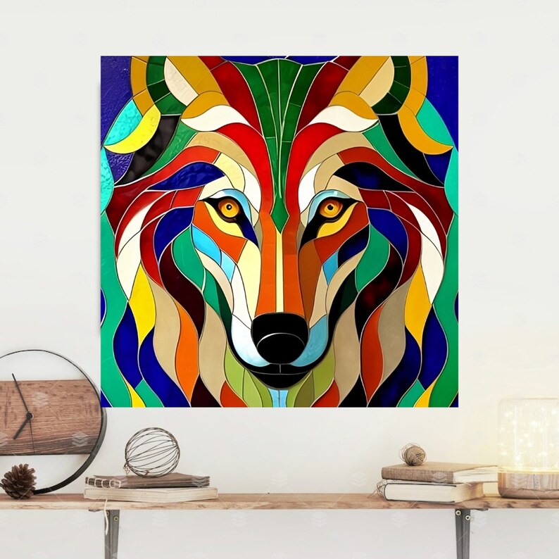 Mosaic Wolf in Art Nouveau Style - Etsy