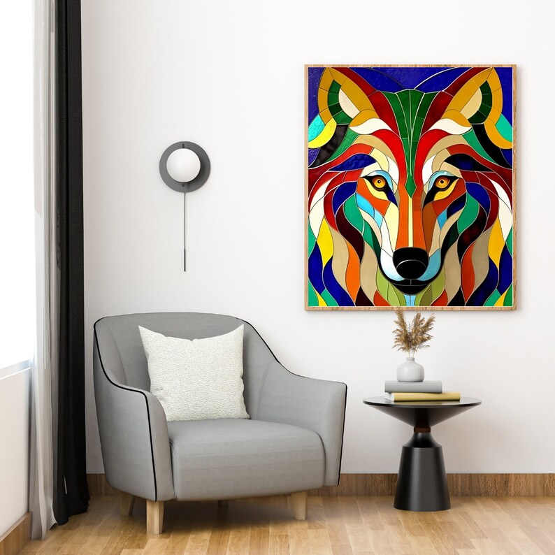 Mosaic Wolf in Art Nouveau Style - Etsy