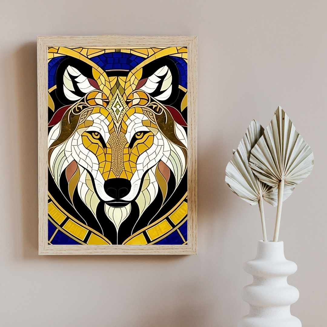 Mosaic Wolf in Art Nouveau Style 2 - Etsy
