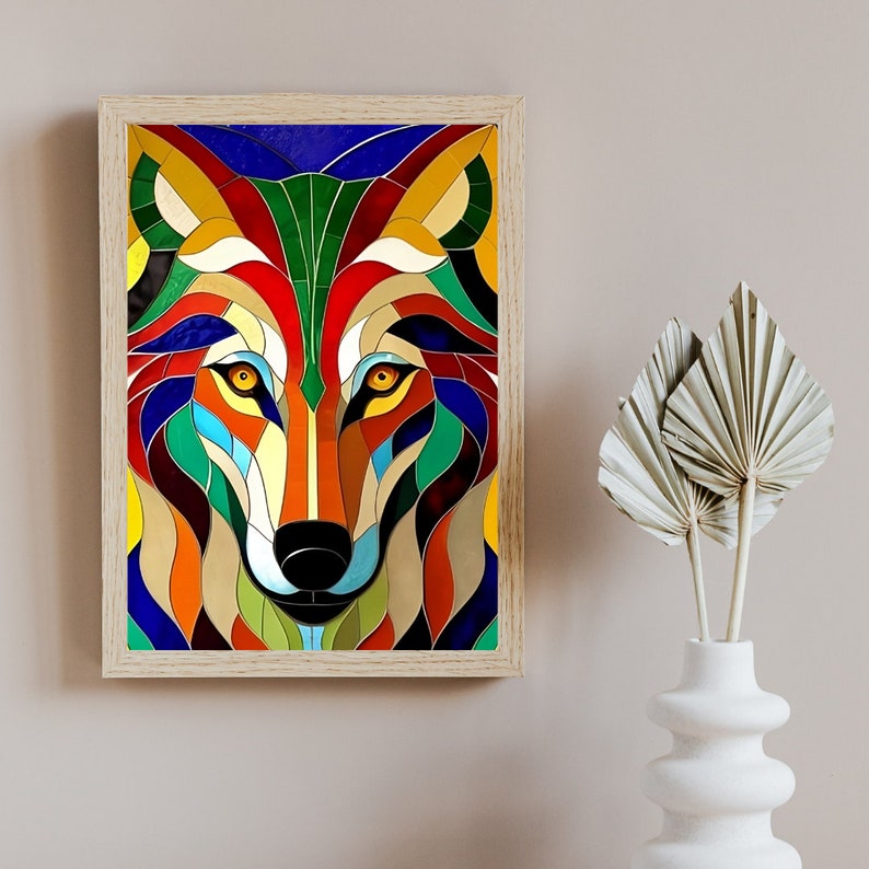 Mosaic Wolf in Art Nouveau Style - Etsy