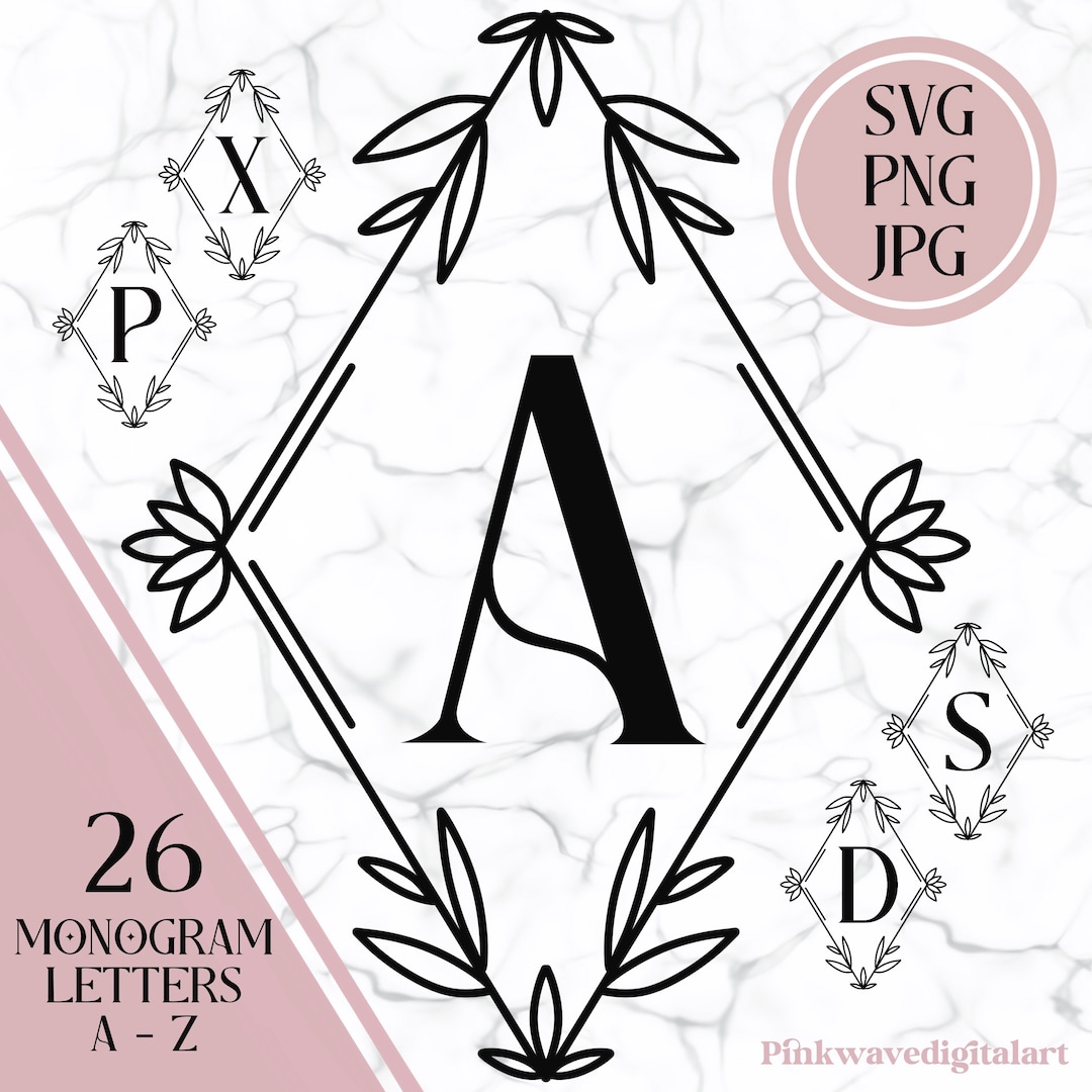 Monogram SVG PNG JPG, Svg Cut Files for Cricut, Monogram Svg Bundle ...