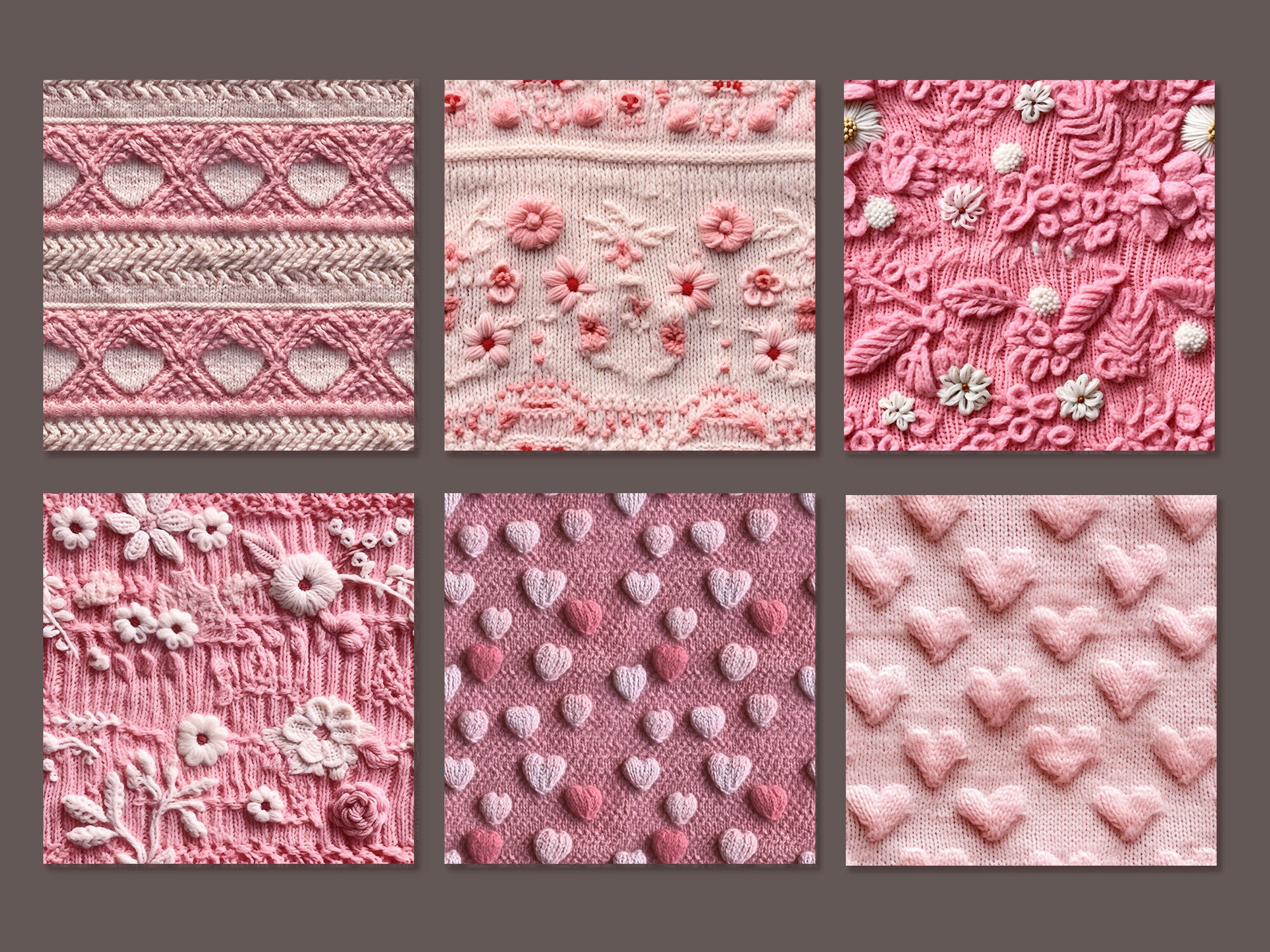 Knitted Pink Farmhouse Seamless Pattern Craft Paper. Cottagecore ...