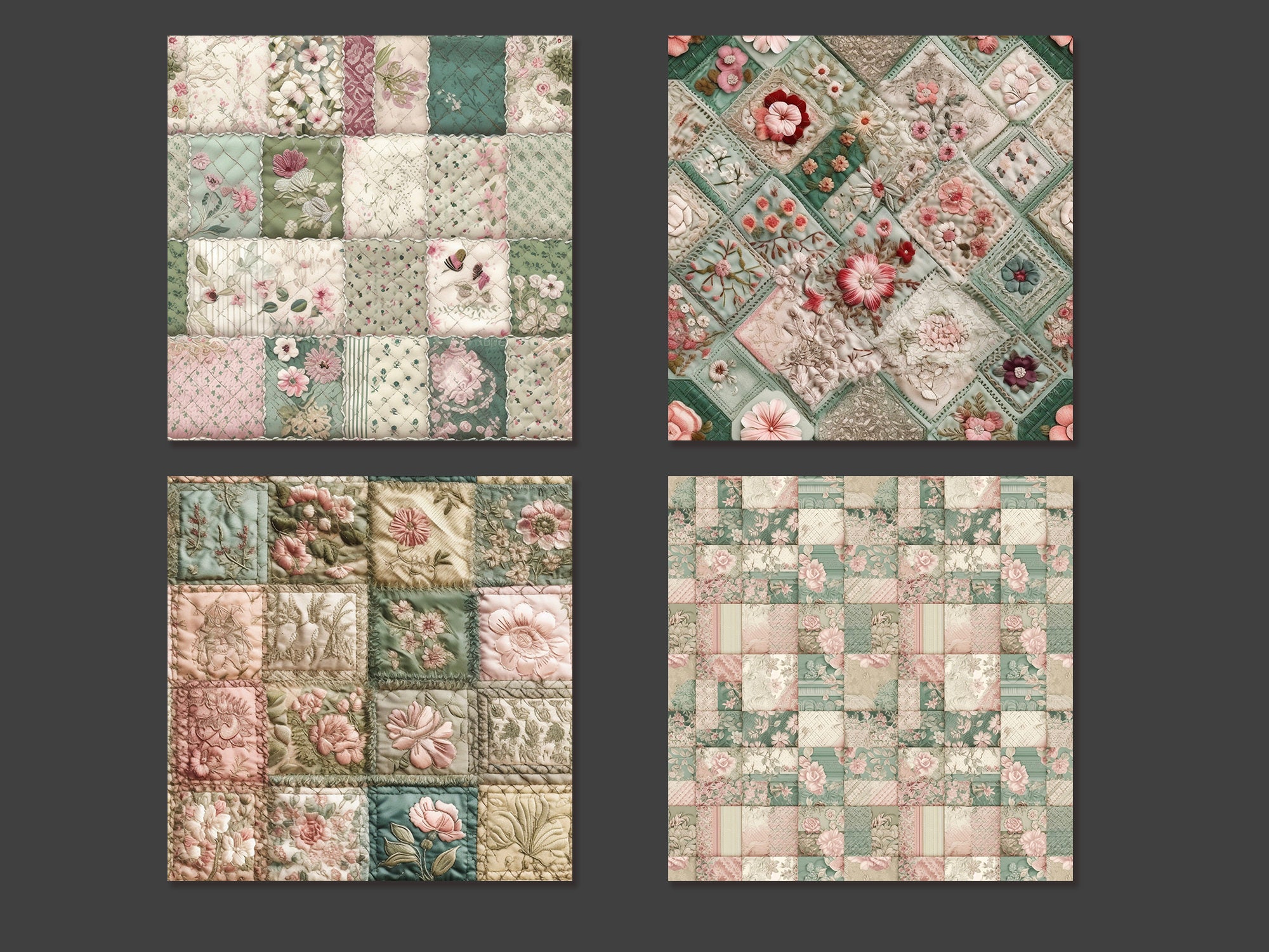 Sage Pink Patchwork Seamless Pattern Craft Paper. Cottagecore Texture. Commercial Use. Junk ...