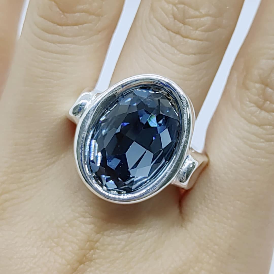 Uno De 50 Ring ORION Ring Blue SWAROVSKI Cristal Ring, Silver Plated ...