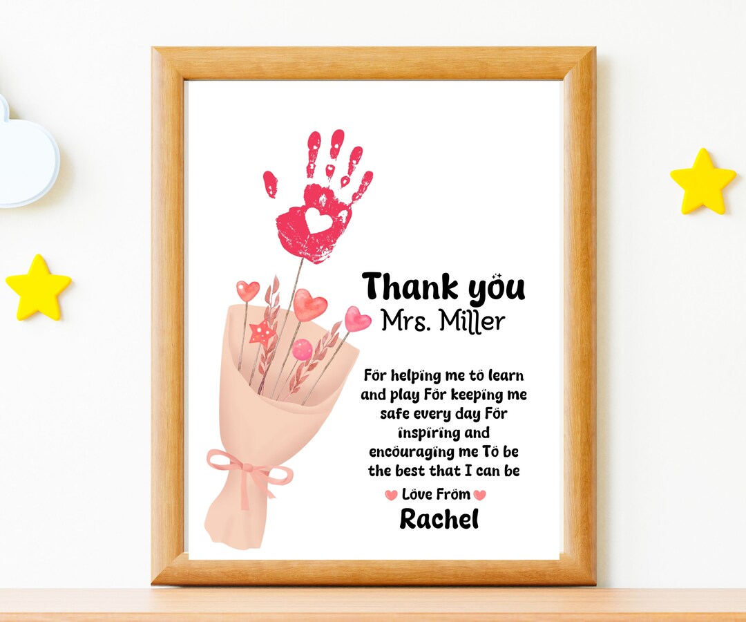 Teacher Appreciation Handprint Printable Gift Thank You Gifts for ...