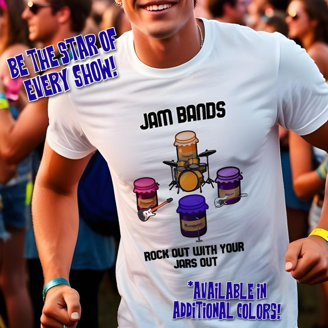 Jam Bands Rock Out With Your Jars Out T-shirt - Punny Music Lover's Tee ...
