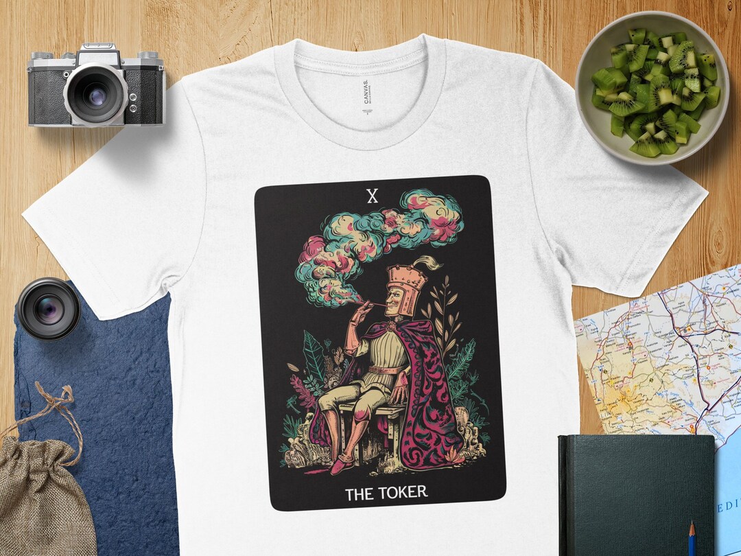 The Toker Tarot Card T-shirt - Knight Smoking Joint Design, Ideal Gift ...