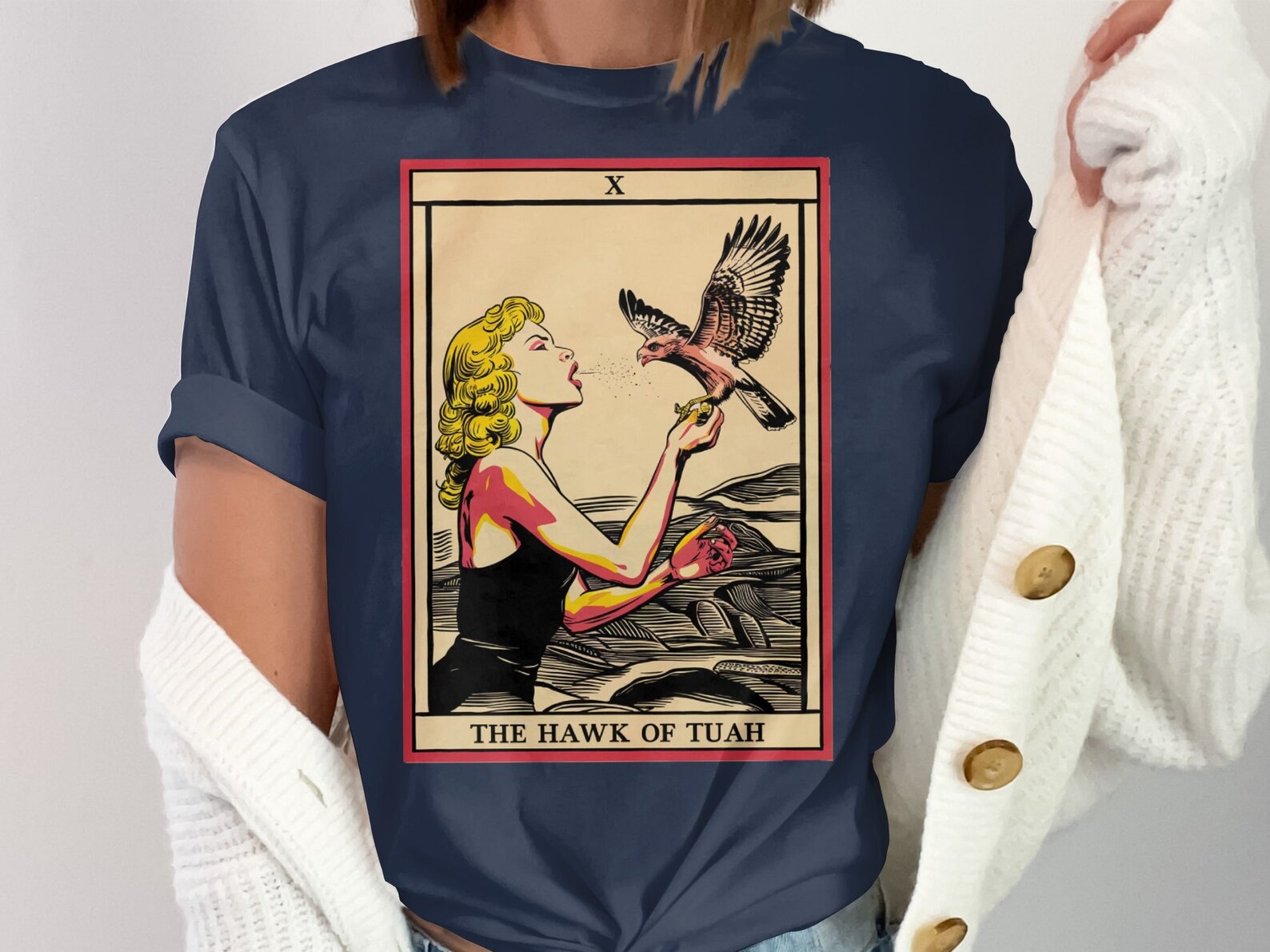 The Hawk of Tuah Meme Tarot Card T-shirt - Funny Meme-inspired Tee for ...