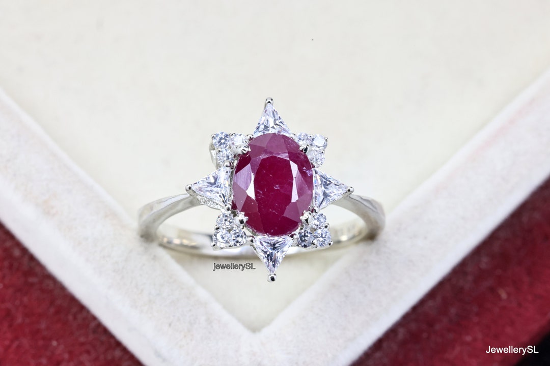 Oval Ruby Ring: Sterling Silver July Birthstone, Promise Ring - Etsy
